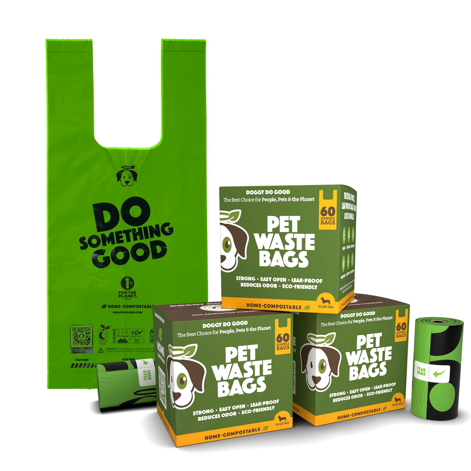 Home Compostable Small Rolled Handle Bags (180 Bags)